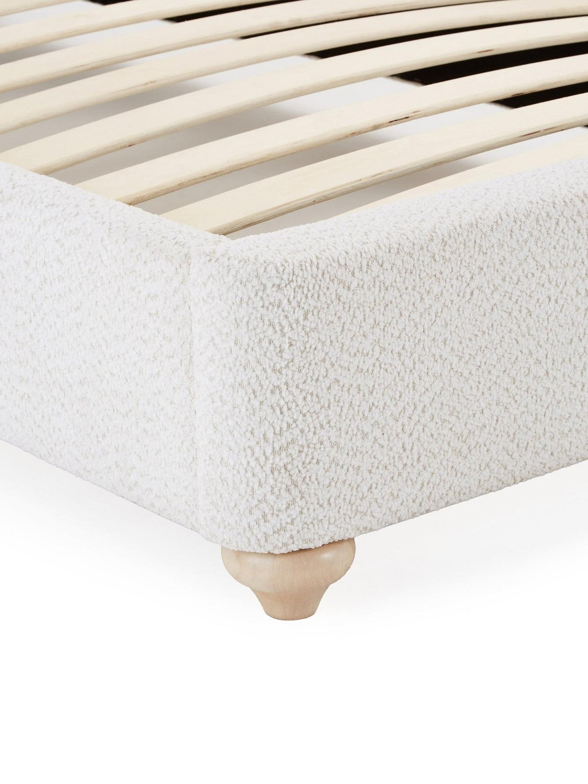 Shelly Boucle Kids Single Bed Natural | Soft Headboard | Sprung Slats ...
