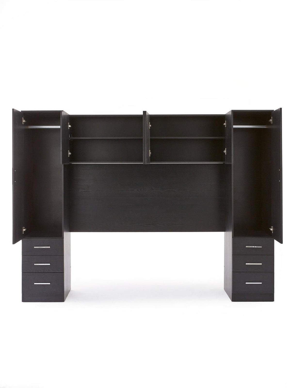 Panama Overbed Wardrobe Storage Unit - Black | 6 Doors & 6 Drawers | S ...