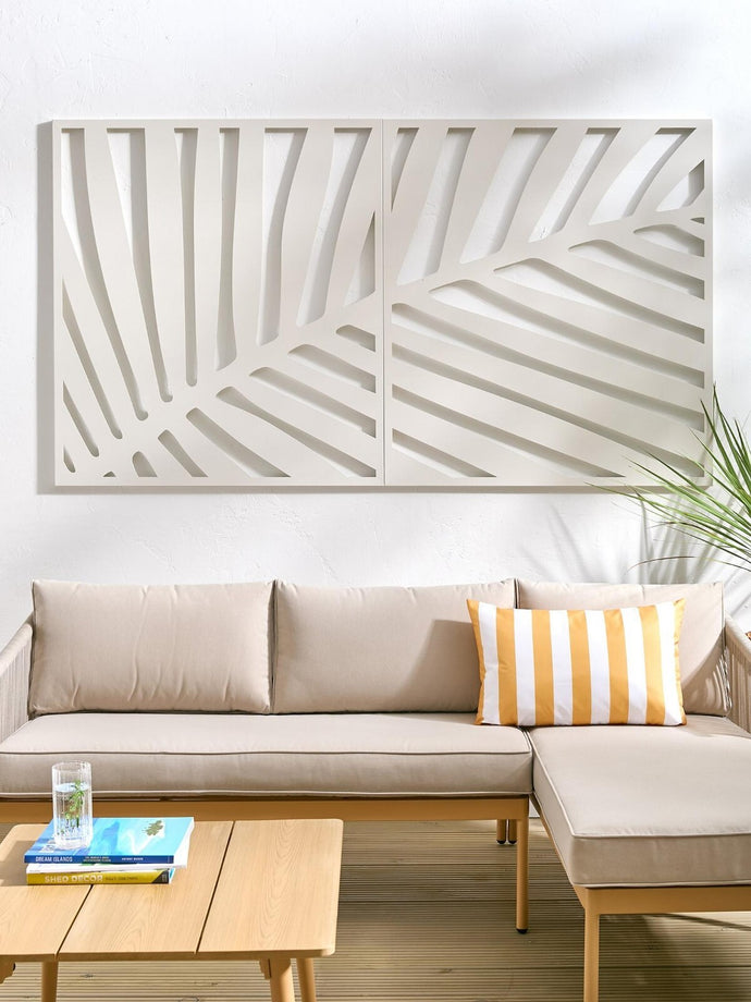 Horizontal Metal Garden Screen Leaf Wall Mounting Cream – Cheap ...