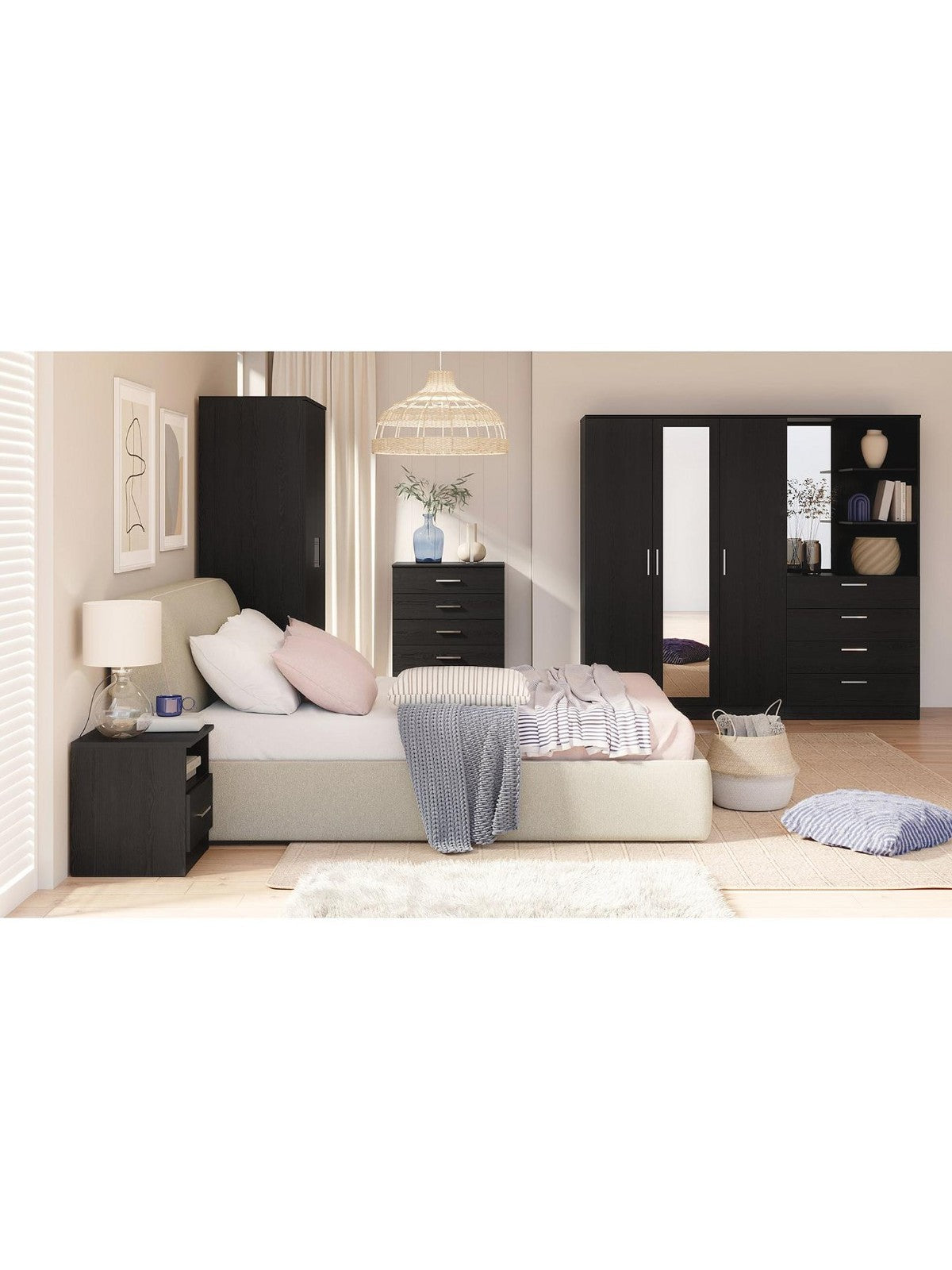 Panama Overbed Wardrobe Storage Unit - Black | 6 Doors & 6 Drawers | S ...
