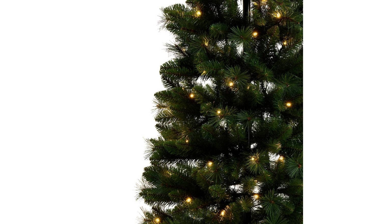 7ft Pre Lit Pencil Christmas Tree Easy Assembly Realistic Branches ...
