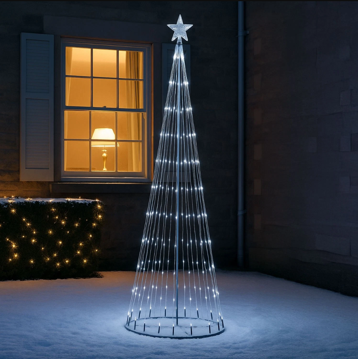 6ft White Waterfall LED Outdoor Christmas Tree Light | 198 LEDs | IP20 ...