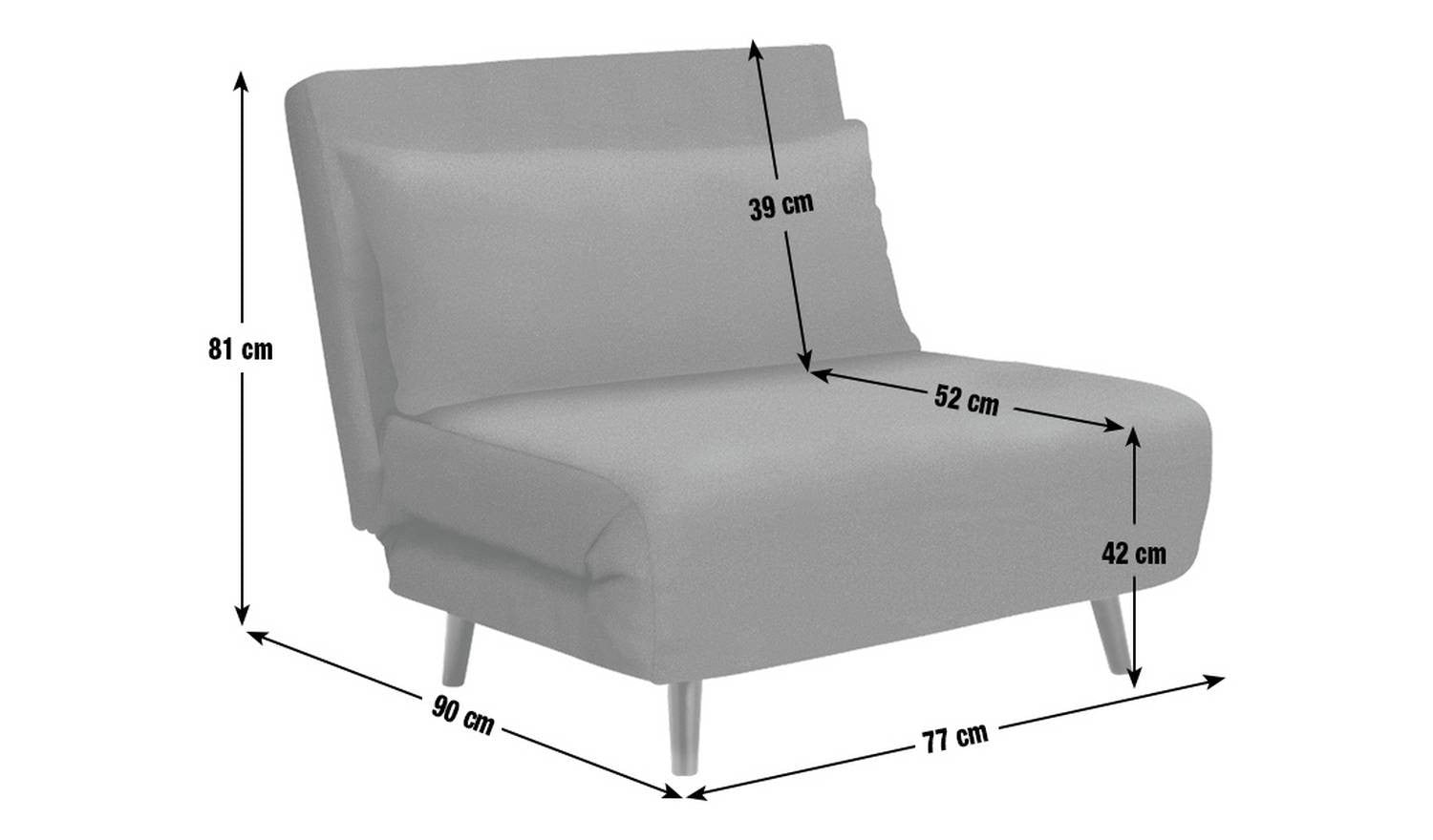 Roma Single Velvet Chairbed Chocolate Convertible Sofa Bed Guest ...