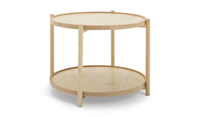 Selby Round Coffee Table Natural With Lower Shelf Storage Assembly ...