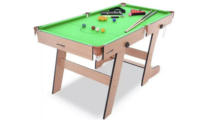 Hy-Pro 6ft Folding Snooker and Pool Table Oak Indoor Games Sports Fun ...