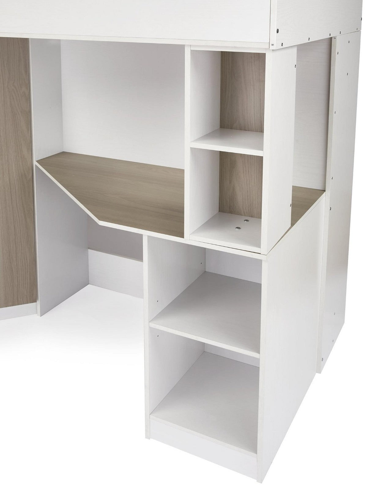 Miami Fresh High Sleeper Bed White & Grey Oak | with Wardrobe & Desk ...