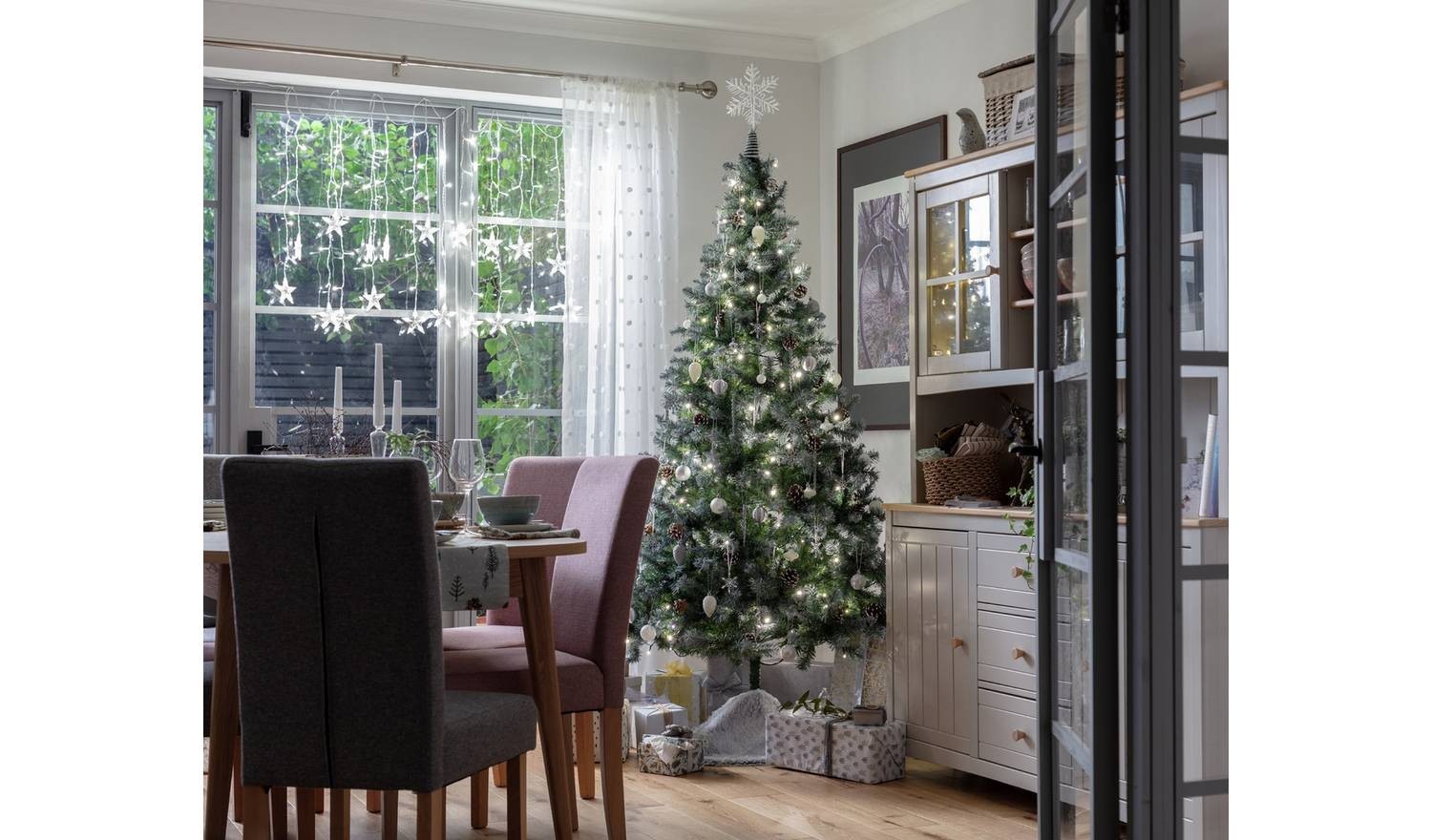 7ft Pre lit Blue Oscar With Pine Cone Christmas Tree Realistic Branche ...