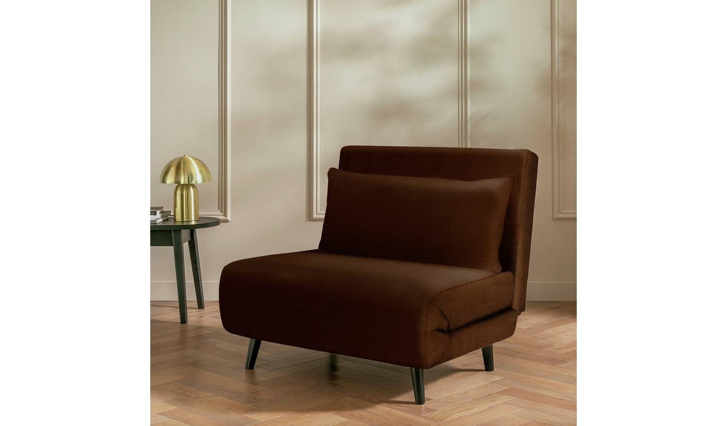 Roma Single Velvet Chairbed Chocolate Convertible Sofa Bed Guest ...